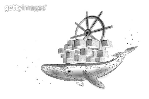 Whale and container computer docker developer app concept. Business digital open source program ...
