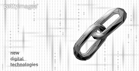 Blockchain link sign low poly design. Internet technology chain icon ...