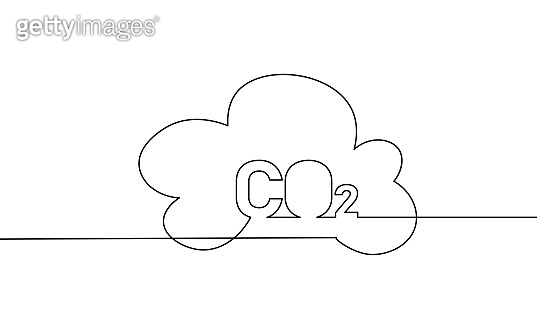 Carbon dioxide CO2 continuous line art. Ecology problem eco concept ...