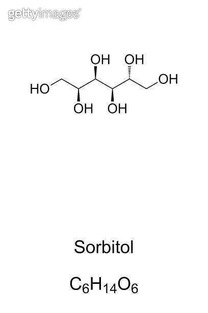 Sorbitol, glucitol, chemical formula and skeletal structure (1297589692 ...