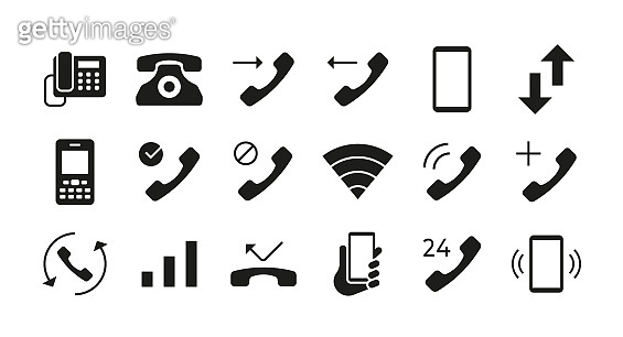 Phone icons. Telephone mail and smartphone communication symbols ...