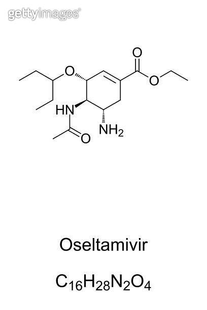 Oseltamivir, also known as Tamiflu, chemical formula and structure ...