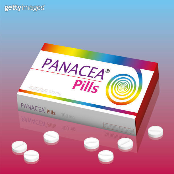 Panacea pills packet, a medical universal remedy fake product to ...