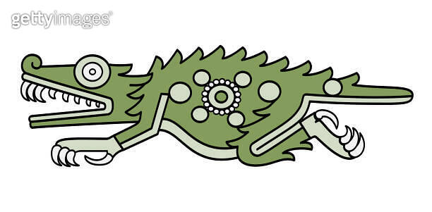 Aztec crocodile symbol, also Cipactli, first day of Aztec divinatory ...