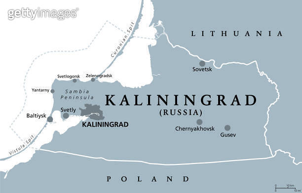 Kaliningrad Region, Kaliningrad Oblast, gray political map 이미지 ...