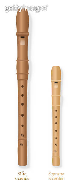 Alto recorder and soprano recorder by comparison with different size ...