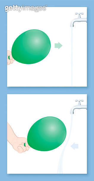 Physical experiment with static attraction. Charged balloon causes ...