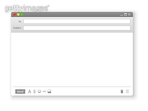 Window email. Realistic frame for online message. Mail application web ...
