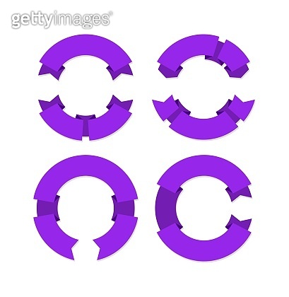 Circular ribbons banners. Geometric realistic curved purple ribbon ...