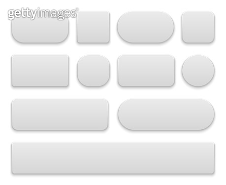 White buttons. Oval and round, rectangle and square icons app ...