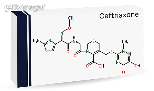 Ceftriaxone molecule. It is broad-spectrum third-generation ...