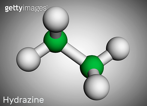 Hydrazine, diamine, diazane, N2H4 molecule. It is highly reactive base ...