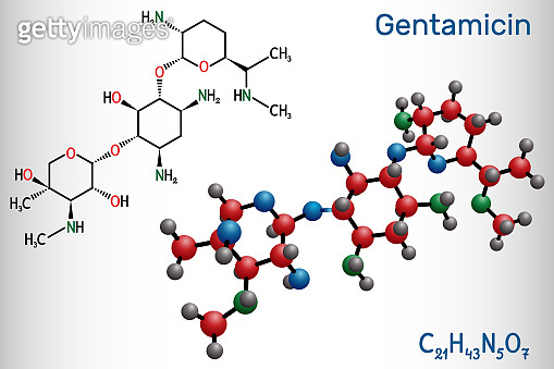 Gentamicin molecule. It is broad-spectrum aminoglycoside antibiotic ...