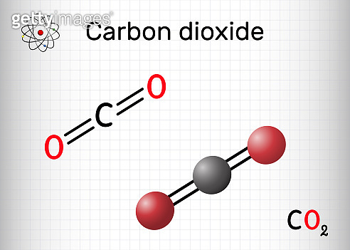 Carbon dioxide, CO2 molecule. It is carbonic anhydride, one-carbon ...