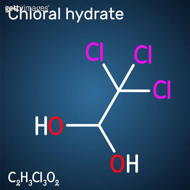 Chloral hydrate. geminal diol, anesthetic molecule. A synthetic ...