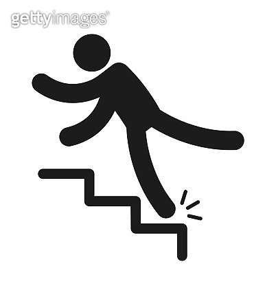Person injury slipping on wet floor. Falling people black simple ...