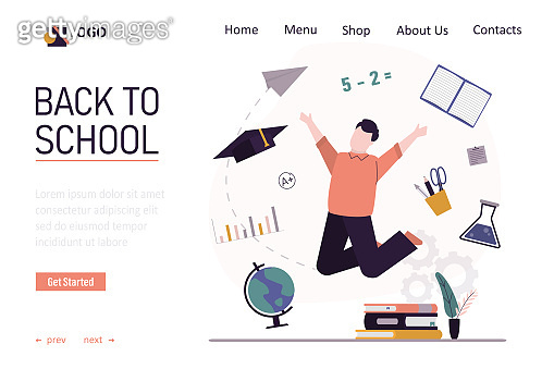 Back to school. Happy prepscholar kid jumping. Cartoon pupil jump ...