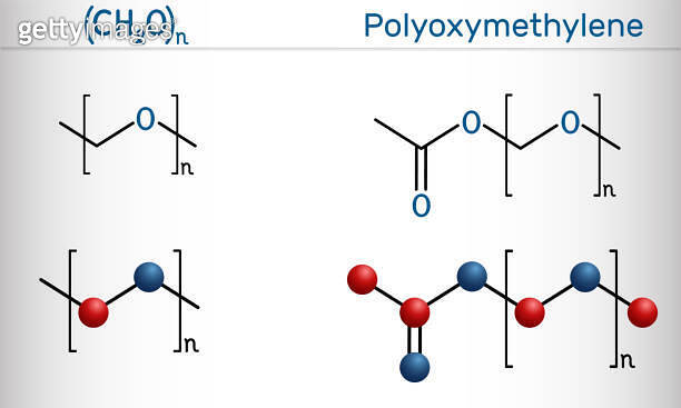 Polyoxymethylene, POM, acetal, polyacetal, polyformaldehyde molecule ...