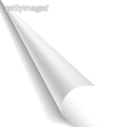 Paper corner. Curled blank page or sticker with folded turning flipped ...