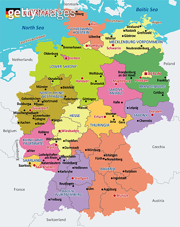 Vector Map of Germany with detailed Administrative divisions and ...