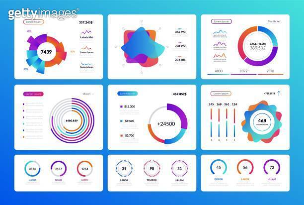 Infographic dashboard interface. Admin panel with graphs, chart ...