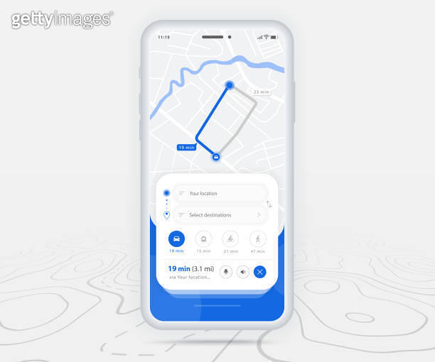 Map GPS navigation ux ui concept, Smartphone map application and ...