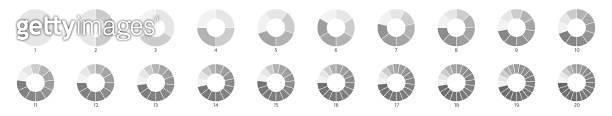 Wheel round diagram part set. Segment slice sign. Circle section graph line art. Pie chart icon ...