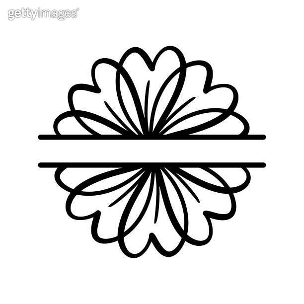Vector illustration of hand drawn abstract wild flower split monogram ...