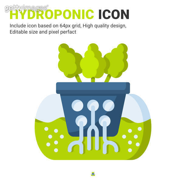 Hydroponic icon vector with flat color style isolated on white background. Vector illustration ...