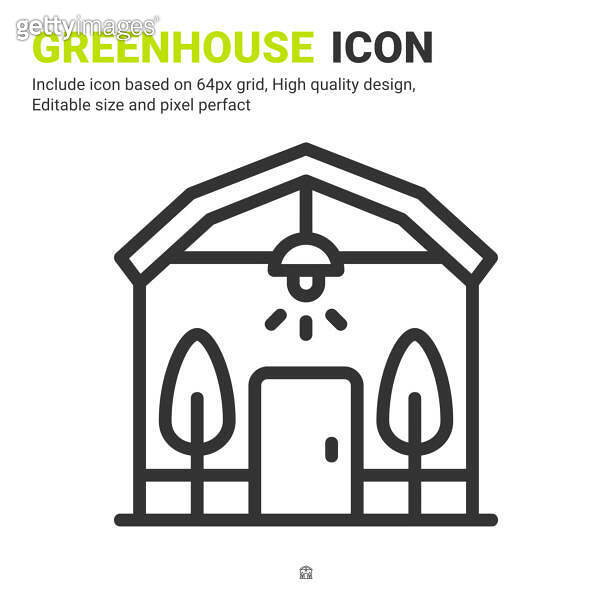 Greenhouse icon vector with outline style isolated on white background ...