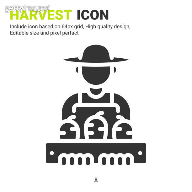 Harvest icon vector with glyph style isolated on white background ...