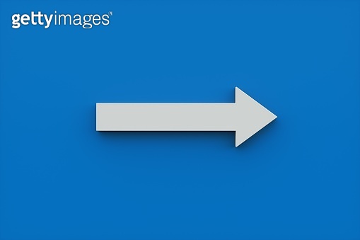 White embossed arrow on blue background. 3d rendering 이미지 (1350364786 ...