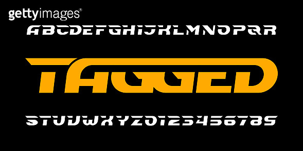 Distinct alphabet font. Bold letters and numbers for logo or emblem ...