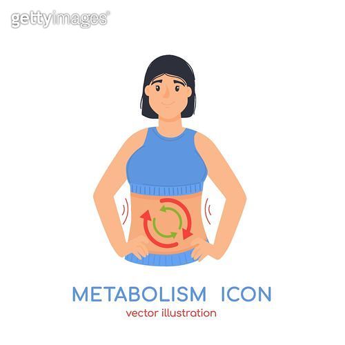 Metabolism icon. Healthy metabolic process, digestion, calories burning ...