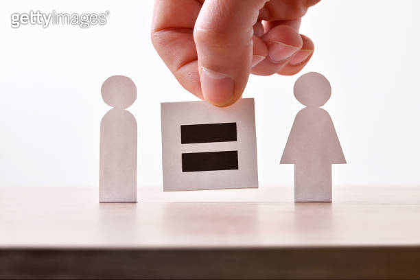 Equality man and woman and hand holding equal sign poster (1307652308 ...