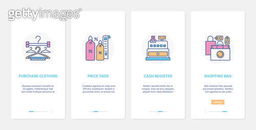 Shopping Retail Success Line Symbols Ux Ui Onboarding Mobile App Page Screen Set 이미지