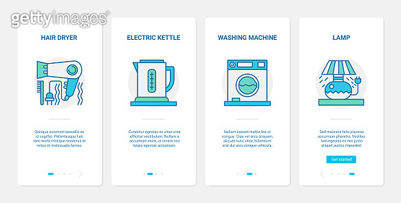 Kitchen appliances electronic devices UX, UI onboarding mobile app page ...