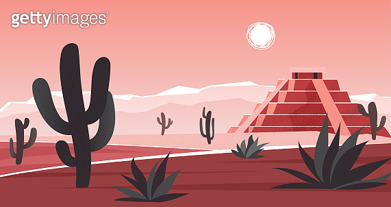 Aztec altar pyramid in wild landscape in Mexico, ancient ziggurat of ...