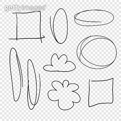 Hand drawn set of frame objects for design use. Black Vector doodle ...