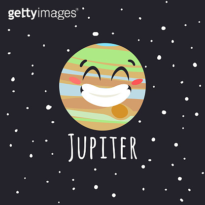 Hand Drawn Childish Illustration Gas Giant in Cosmos. Vector Drawing ...