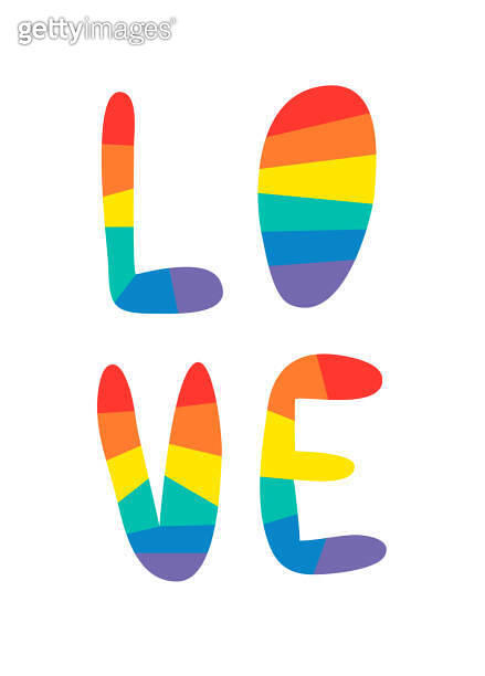 Vector Flat Illustration Rainbow Font. Cartoon Pride Colorful Drawing ...