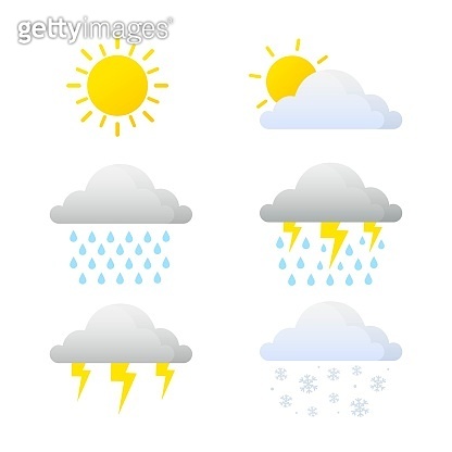 Cloud weather forecast with six weather models vector graphic ...