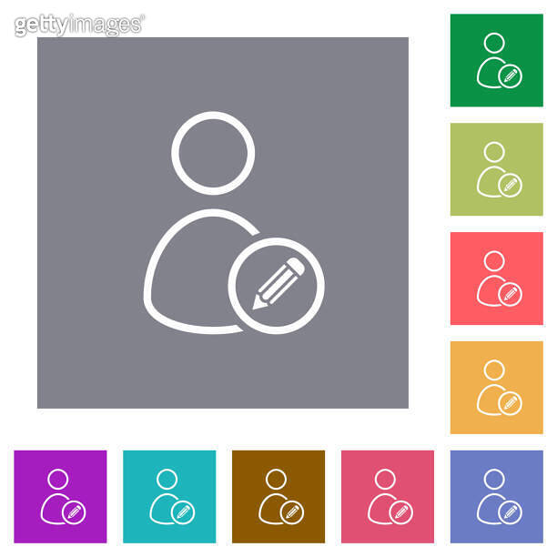 Edit user account outline square flat icons (1360063477) 일러스트, 무료 일러스트 ...