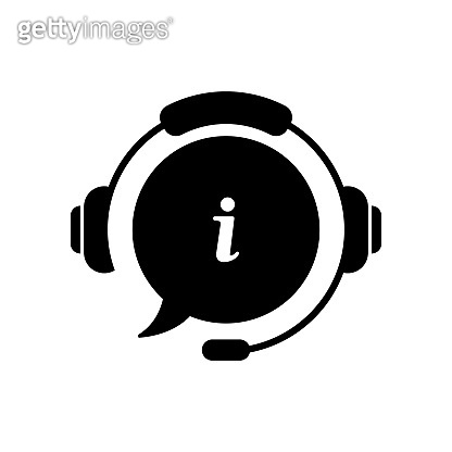 Information and Info Silhouette Icon. Support Service with Headphones ...