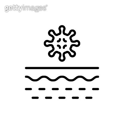 Bacteria on Skin Line Icon. Microorganisms on Structure of Dermis ...