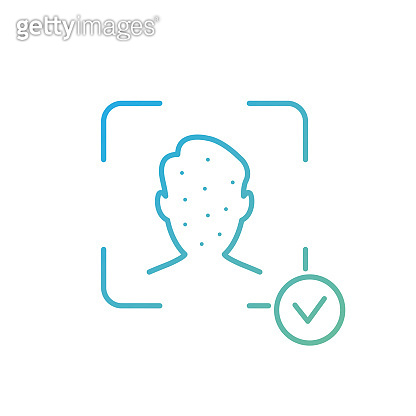 Face Recognition and Identification Line Icon. Biometric Facial ...
