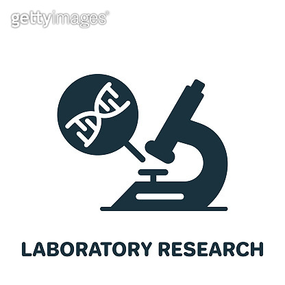 Dna Laboratory Research with Microscope Silhouette Icon. Science ...