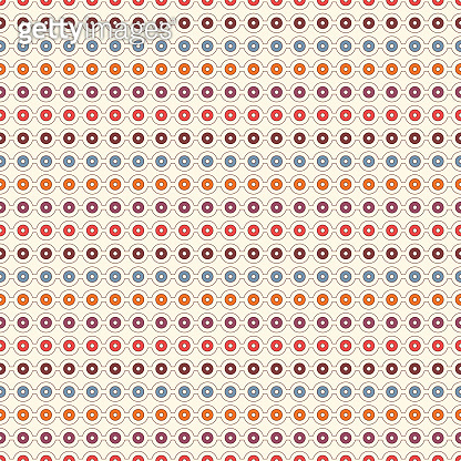 Outline seamless pattern with horizontal lines and circles. Strings of ...