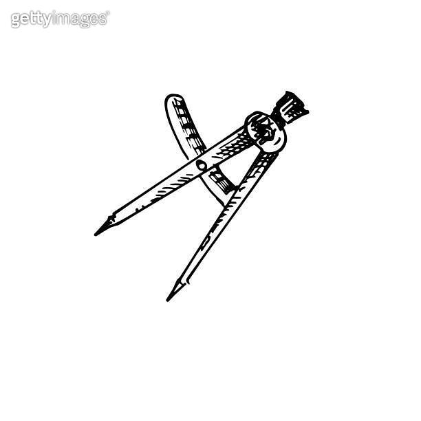 Compass measuring instrument, drawing tool. Vector drawing ...