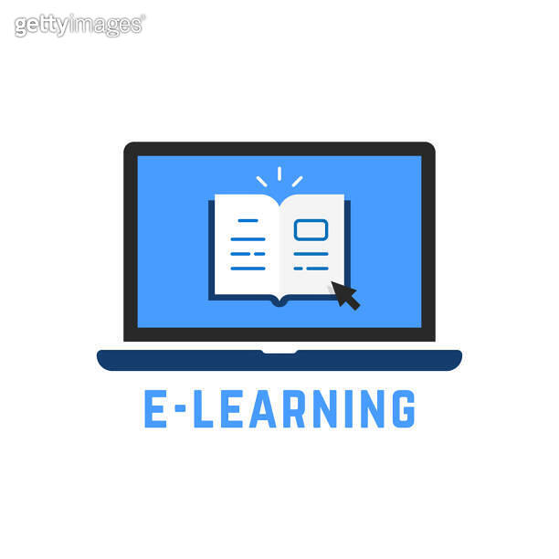 cartoon online learning icon with notebook 이미지 (1325417777) - 게티이미지뱅크